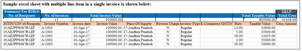GSTR1 excel template workbook and offline tool download