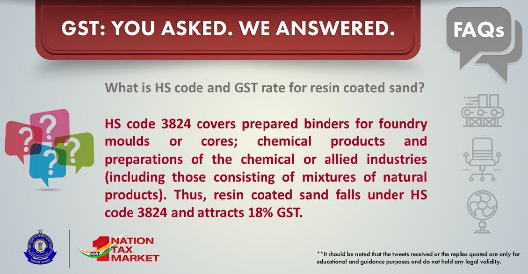 HS Code And GST Rate For Resin Coated Sand