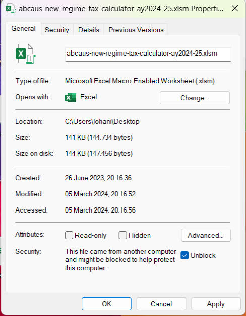 Excel Old vs New Tax Regime Calculator for AY 2025-26 download