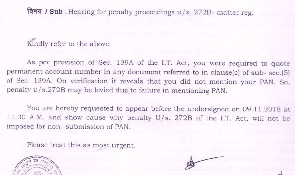 Penalty u/s 272B for non-quoting of PAN deleted as SCN did not ...